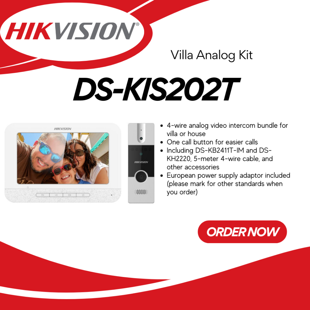 4-WIRE INTERCOM FOR VILLA OR HOUSE ANALOG KIT HIKVISION (DS-KIS202T ...