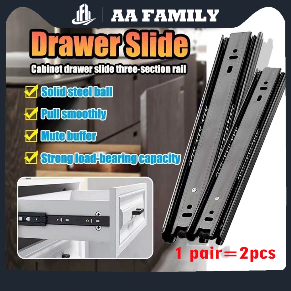 Drawer Guide Full Extension Ball Bearing Heavy Duty Steel Slide 3 Fold ...