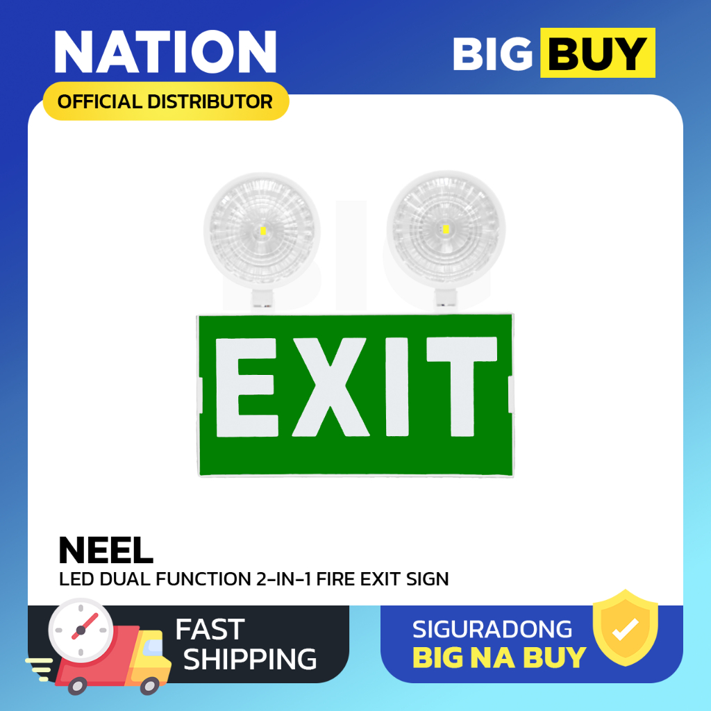 [A] Nation - LED Dual Function 2-in-1 Fire Exit Sign with Emergency ...