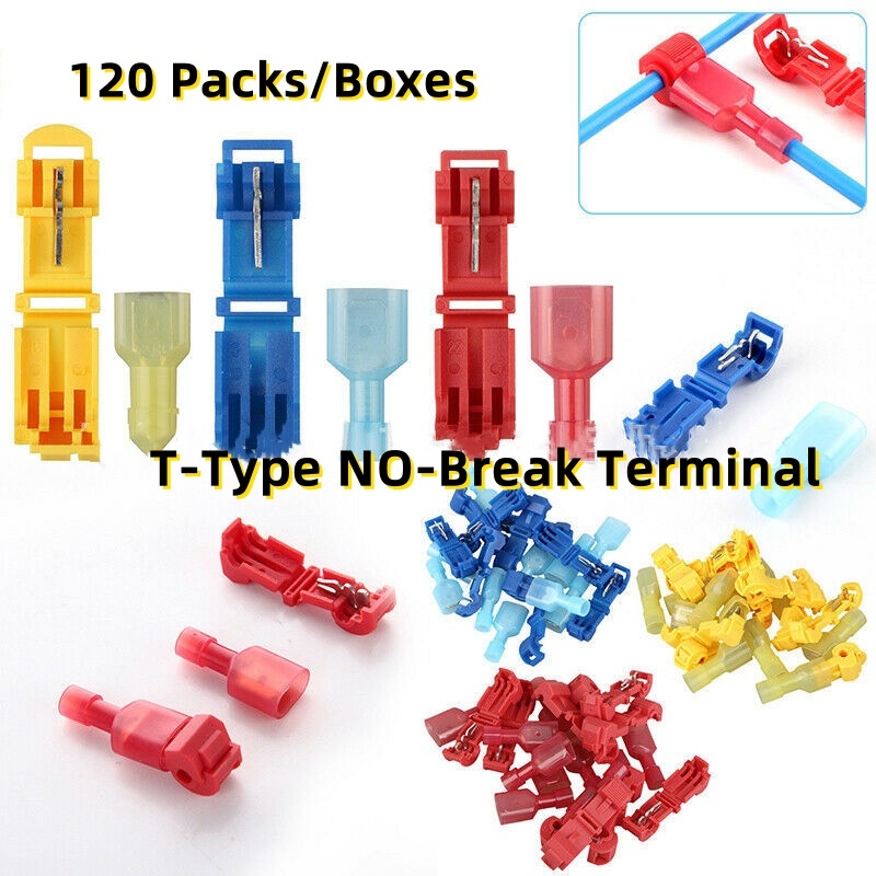 120PCS/Box T-type Crimp Terminal,Wire Connection Clip Quick Peel-Free ...