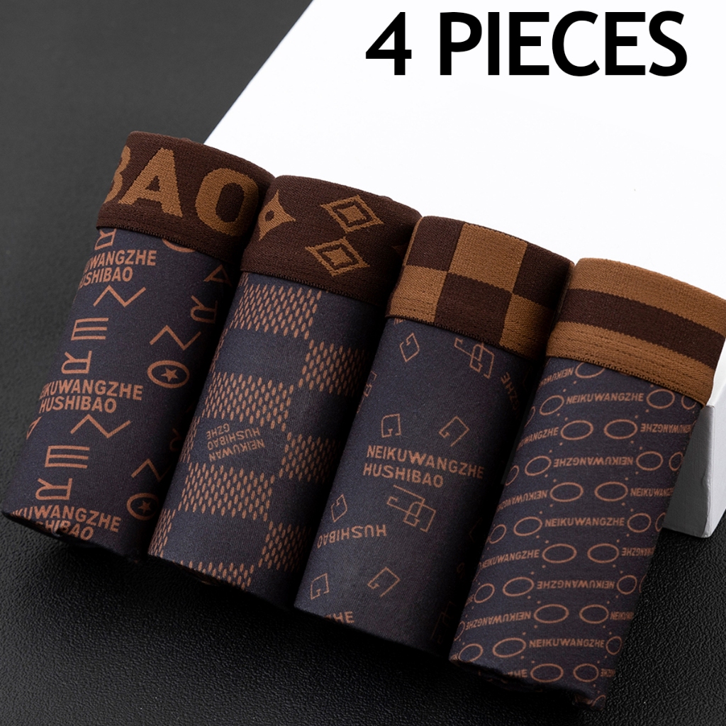 4PCS L-4XL PLUS Size Boxer Shorts For Man Cotton Underwear For Men ...