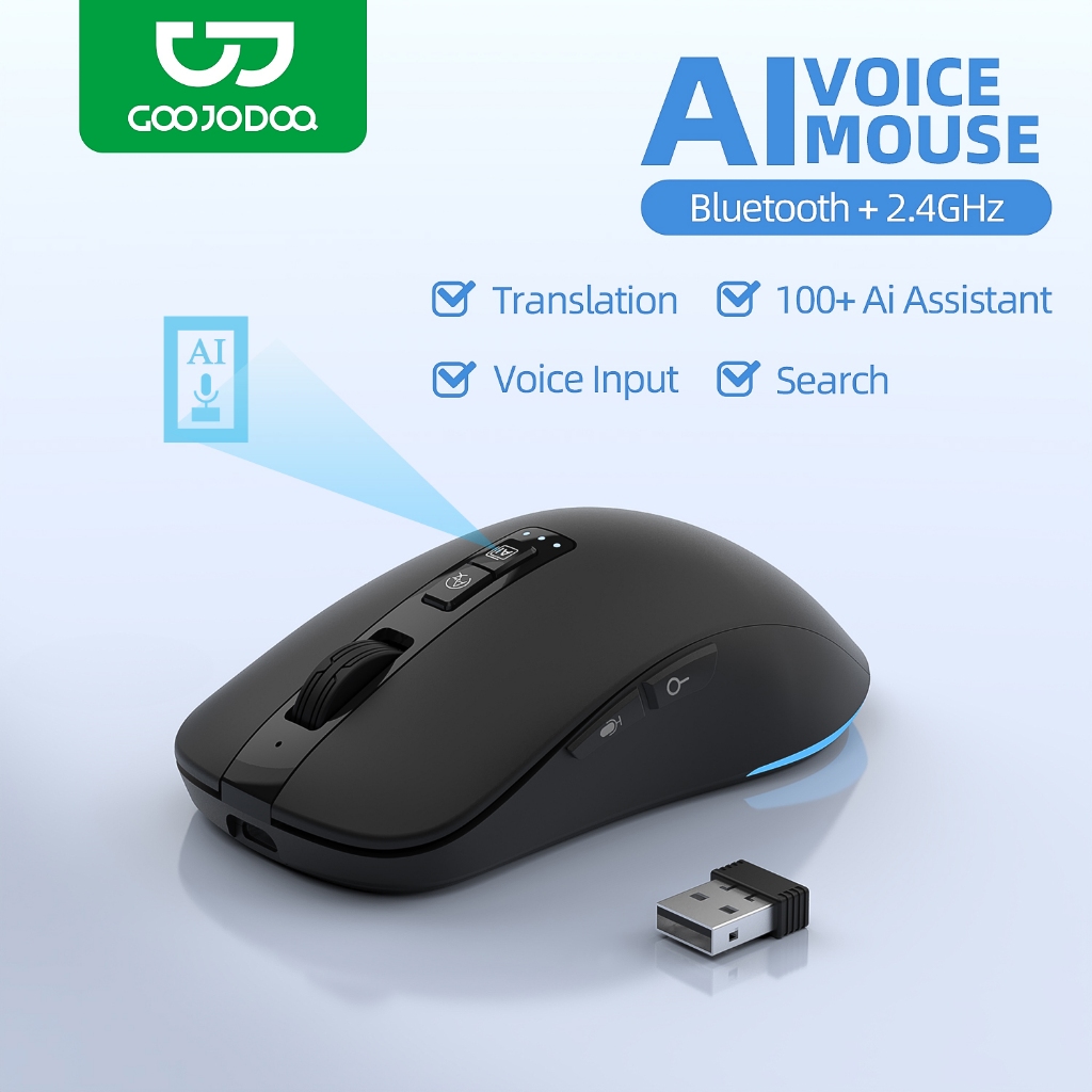 GOOJODOQ AI Smart Voice Mouse 2.4G Wireless Bluetooth for Laptop ...