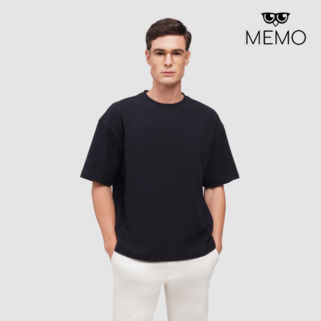 Memo Textured Knit T-Shirt For Men (Midnight Navy) | Shopee Philippines