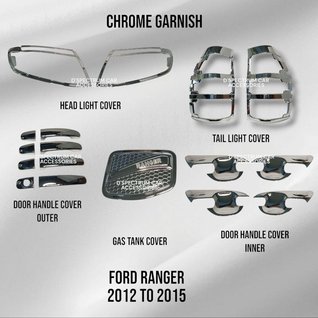 FULL SET/ COMBO SET/ GARNISH FORD RANGER (2012 TO 2015) CHROME | Shopee ...