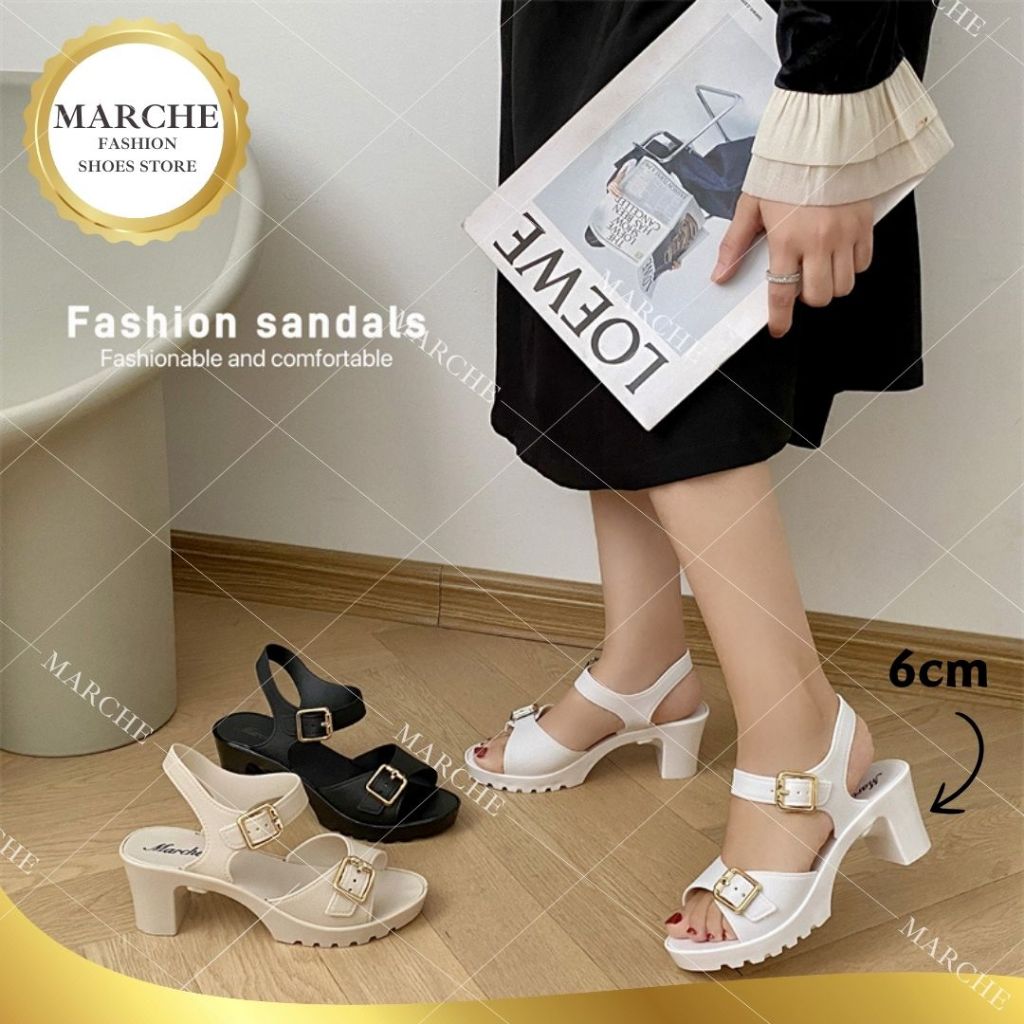 Marche Women's Casual Heels New Sandals Belt Buckle Adjustable Strap ...