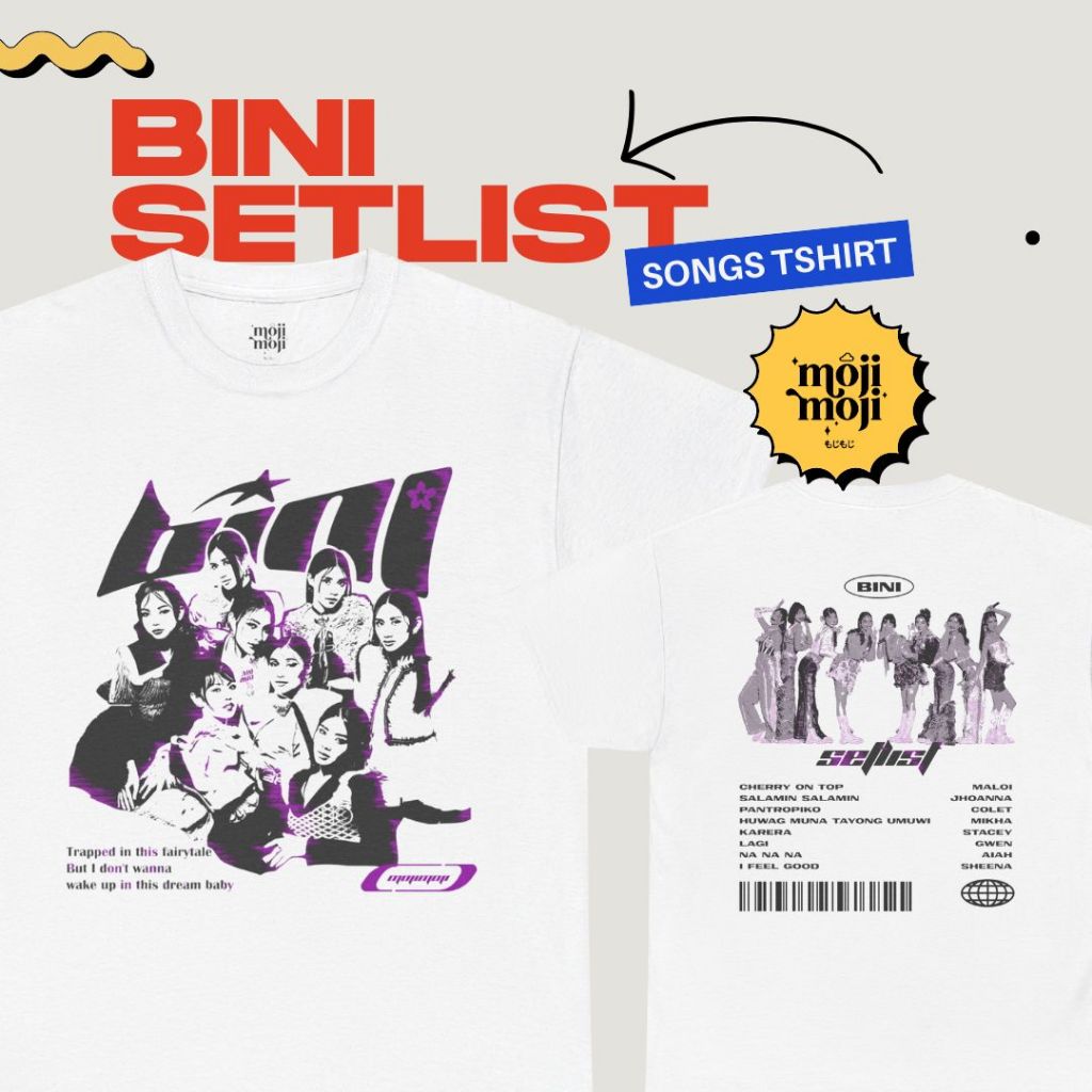 BINI T-Shirt Concert Songlist Shirt BINI Ppop group Fan Merch Salamin ...