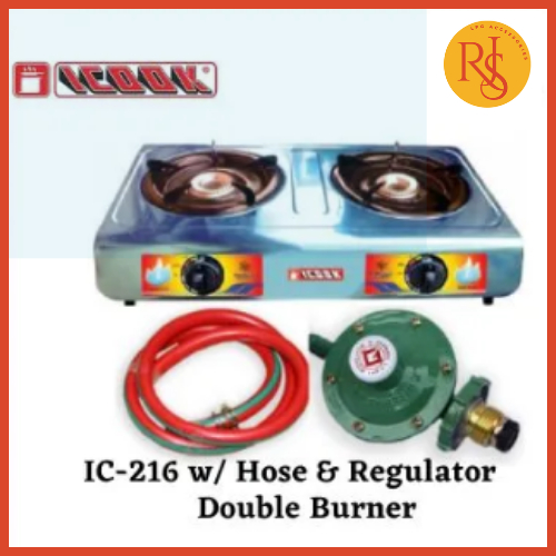 iCook (IC-216) DOUBLE BURNER GAS STOVE w/ HOSE & REGULATOR | Shopee ...