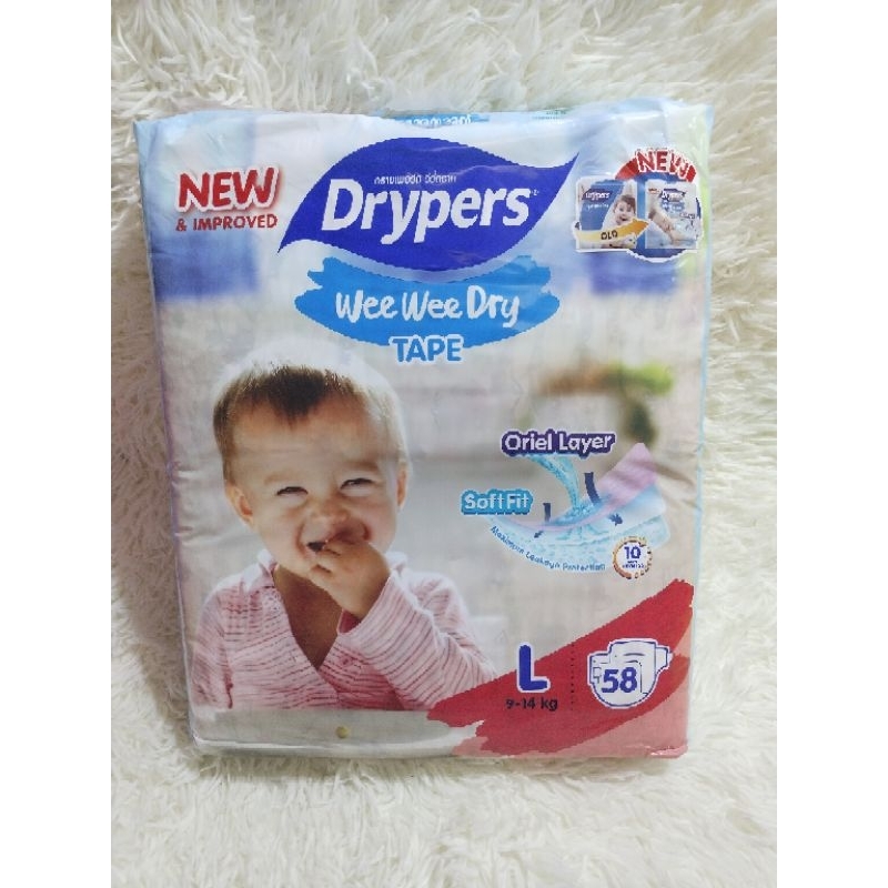 Drypers Wee Wee Dry Large Tape 58 PCs | Shopee Philippines