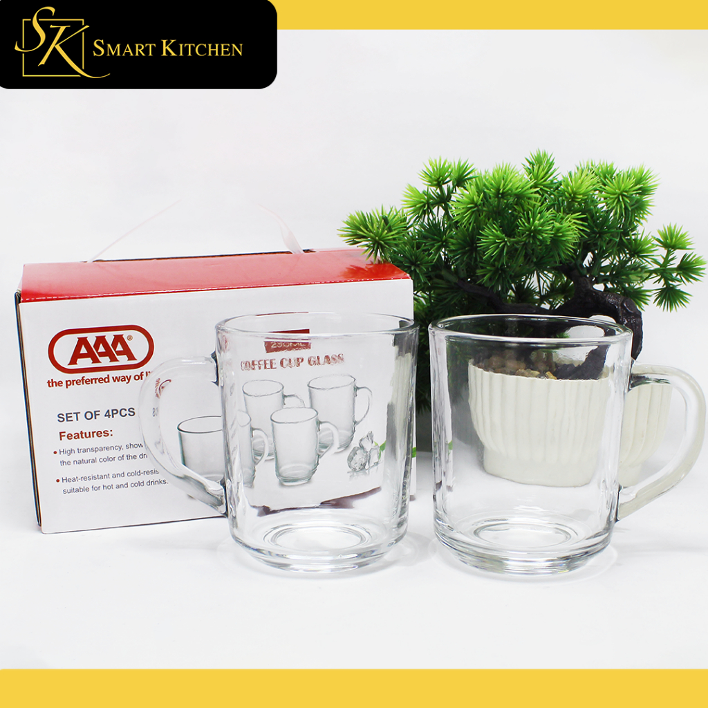 4PCS set Clear Mug 230ml with box Transparent mug, Plain Clear & with ...