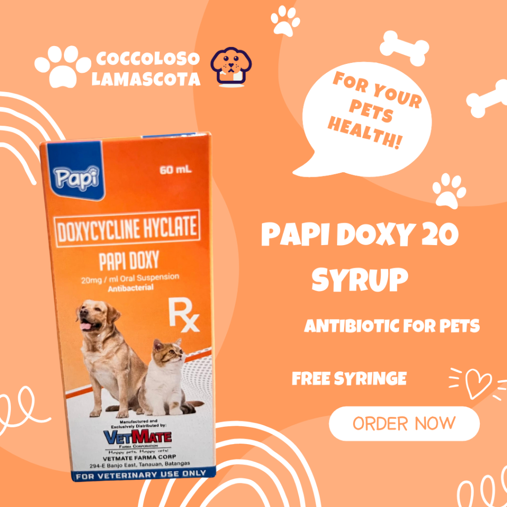 Papi Doxy 20mg Oral Suspension for Dogs and Cats – 60ml | Shopee ...