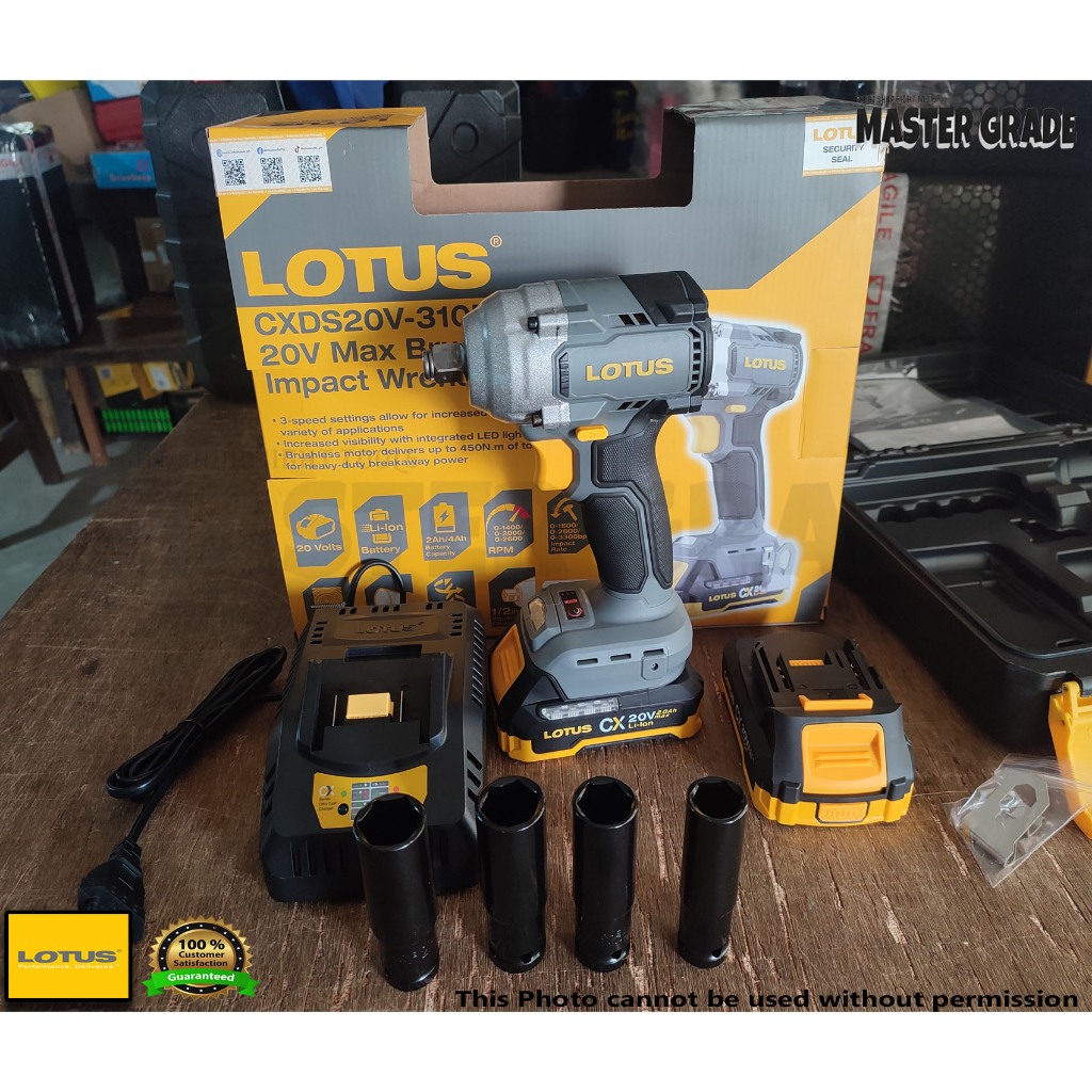 Lotus 20V Lithium-Ion Cordless Impact Wrench Set Brushless 3-Speed ...