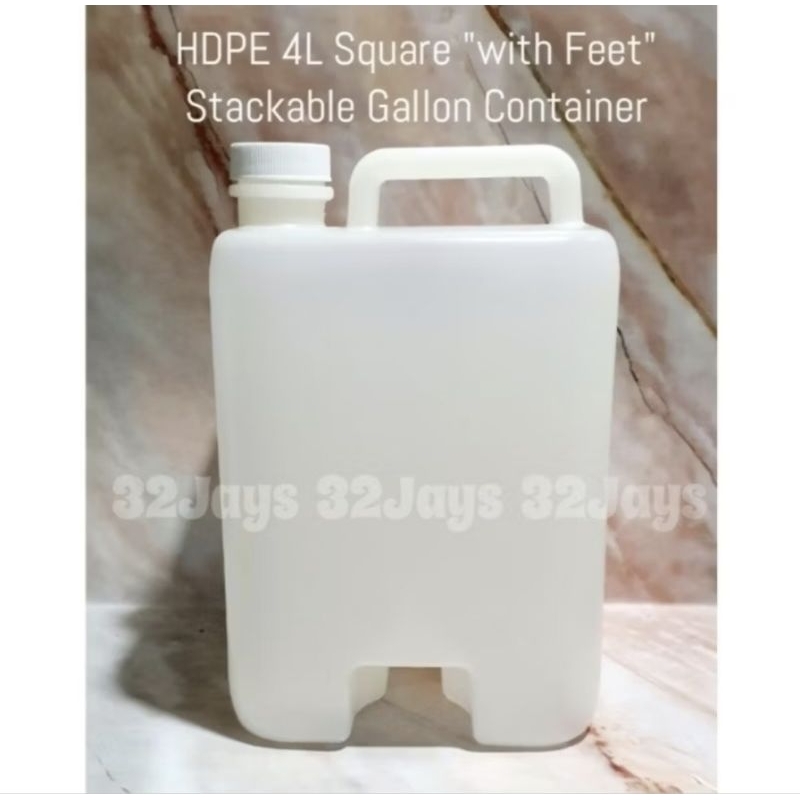 [Bulk 24pcs] Plastic HDPE 4Liter Stackable Gallon Empty Plastic Container Bottle 4 Liters 4L ...