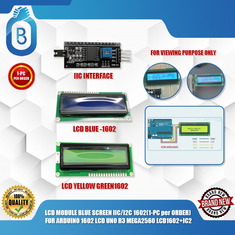 Lcd Module Blue Screen Iic I2c 1602 1 Pc Per Order For Arduino 1602