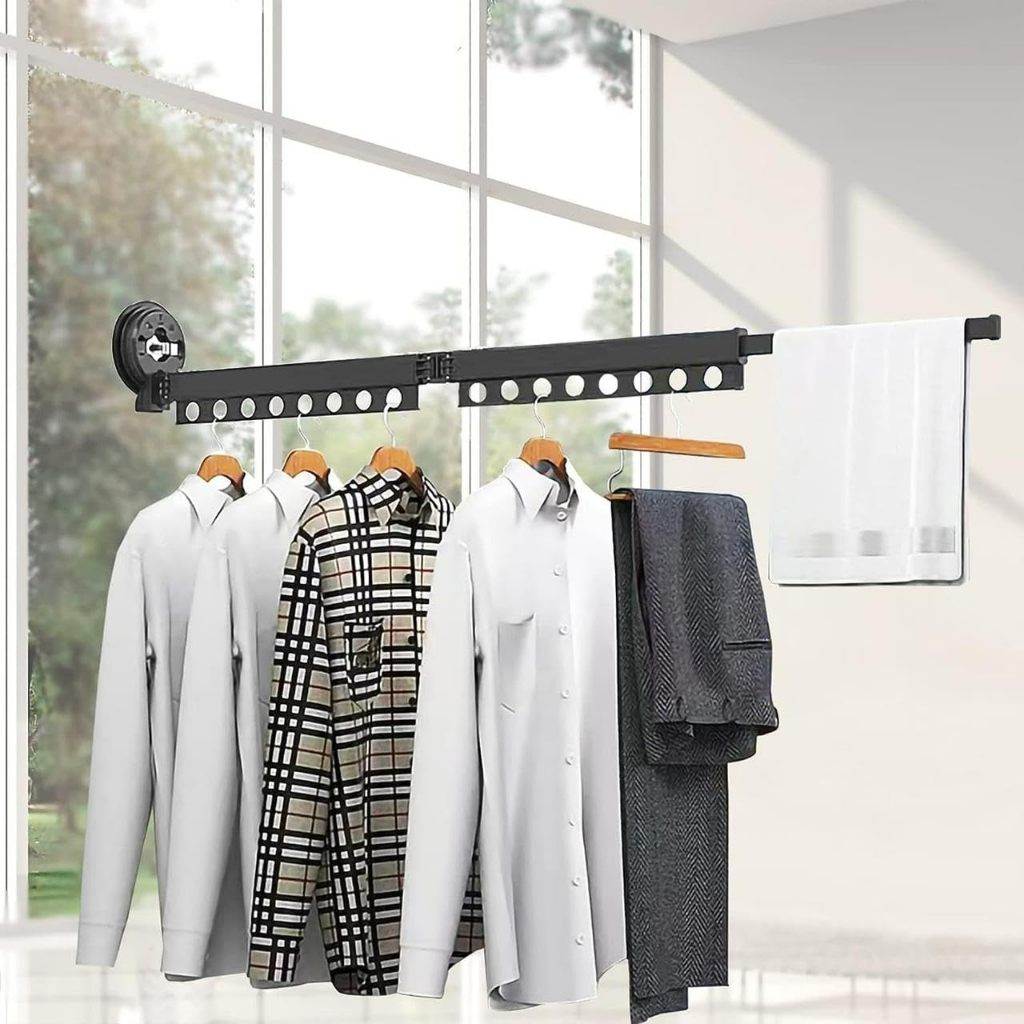 Foldable Balcony Wall-mounted Clothes Hanger Windows Clothes Drying ...