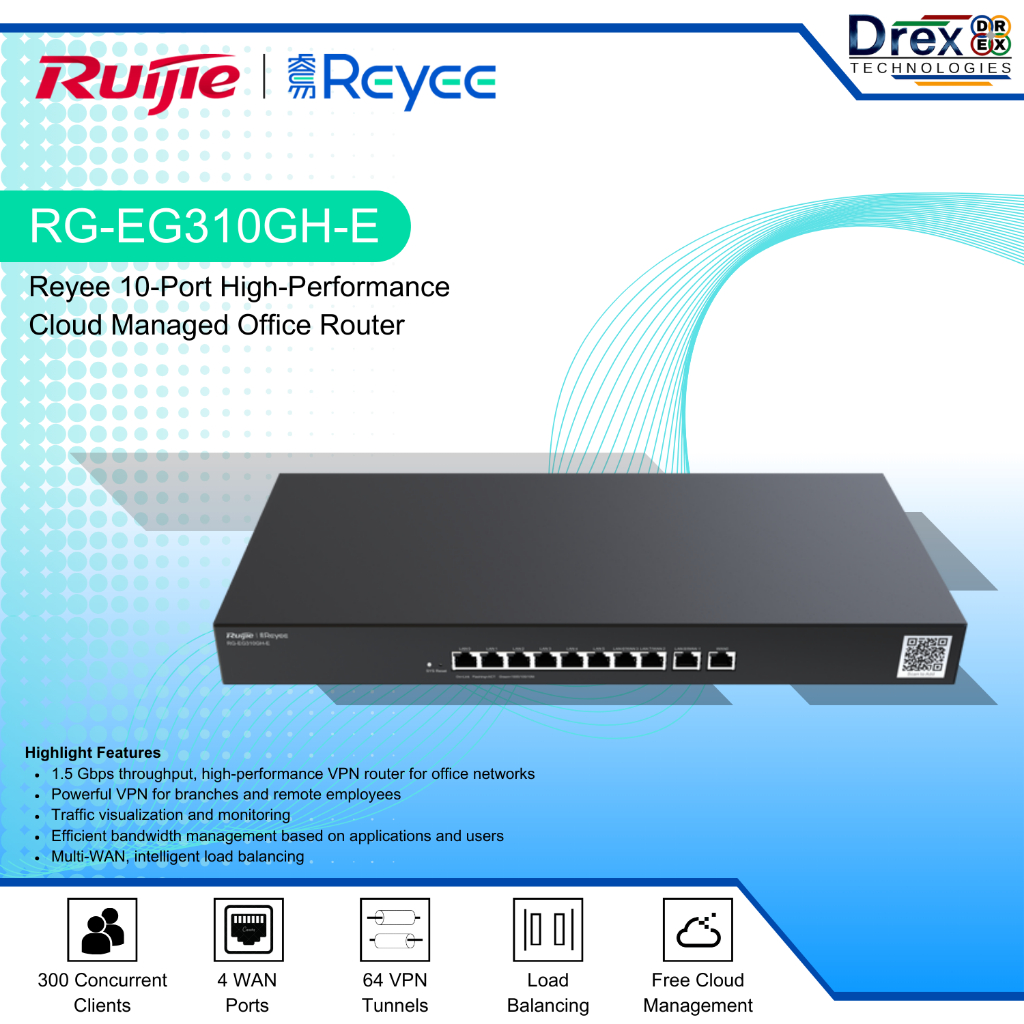 Ruijie/Reyee RG-EG310GH-E, Reyee 10-Port High-Performance Cloud Managed Office Router | Shopee ...