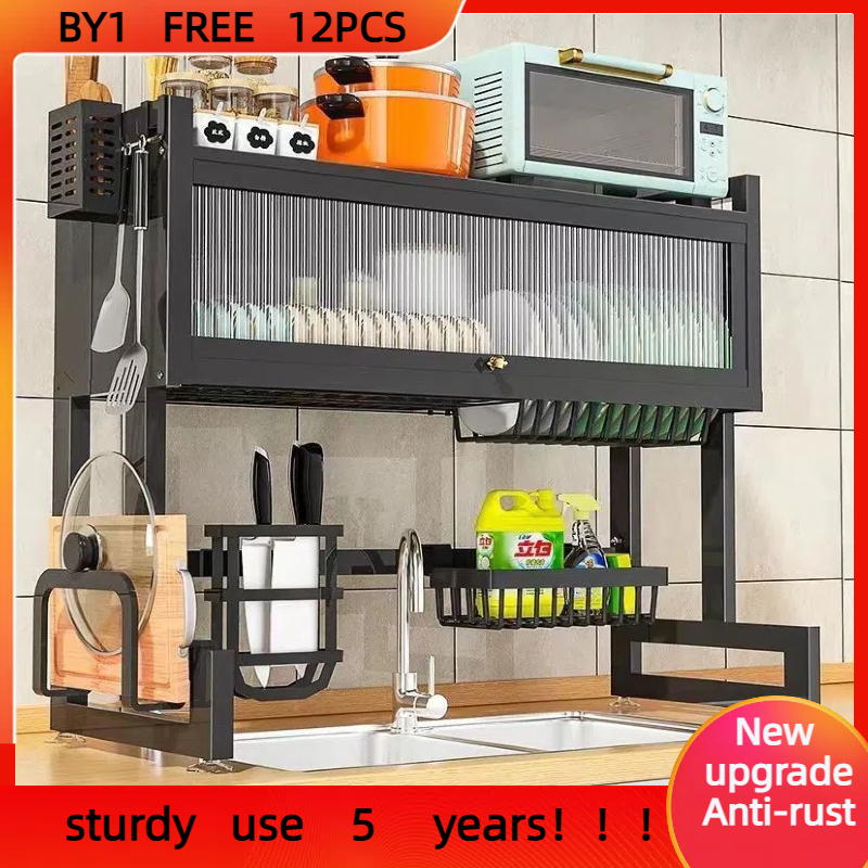 Kitchen drain rack multifunctional na mga gamit sa kusina dish cabinet ...