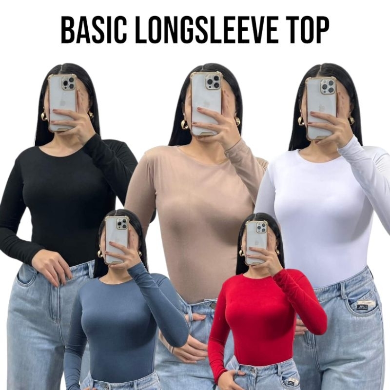 Basic Long sleeve Full Length Double Lining Front Freesize Top | Shopee ...