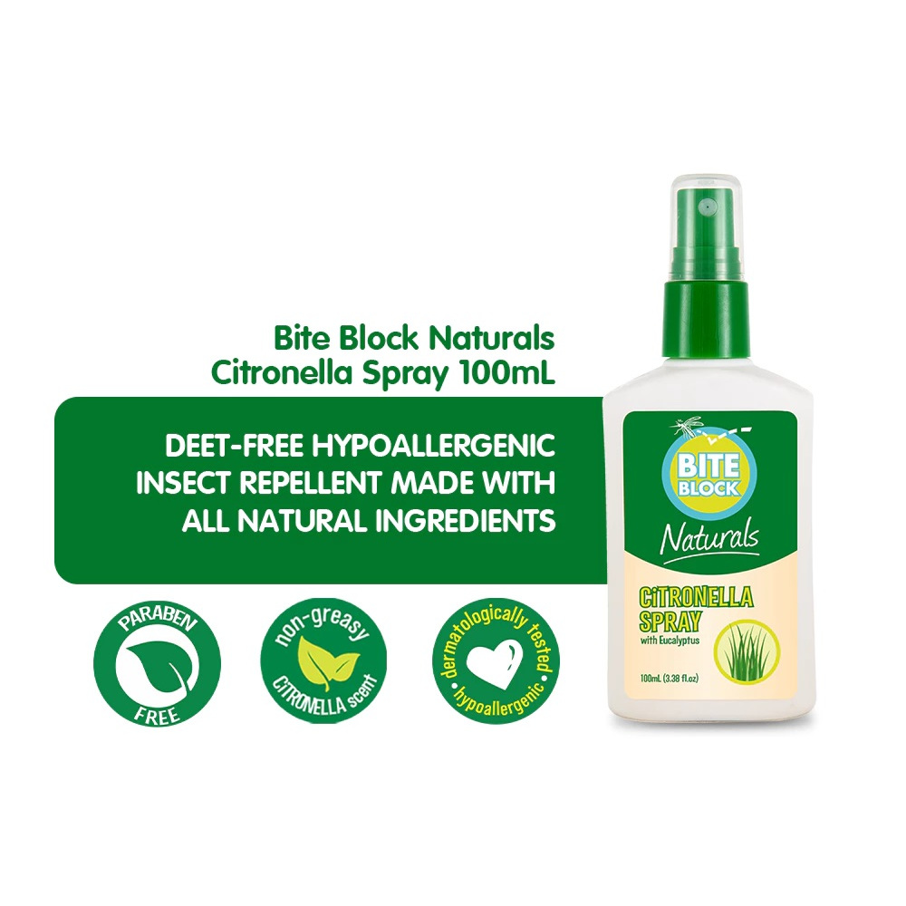Bite Block Naturals Insect Repellent Citronella Spray 100mL | Shopee ...