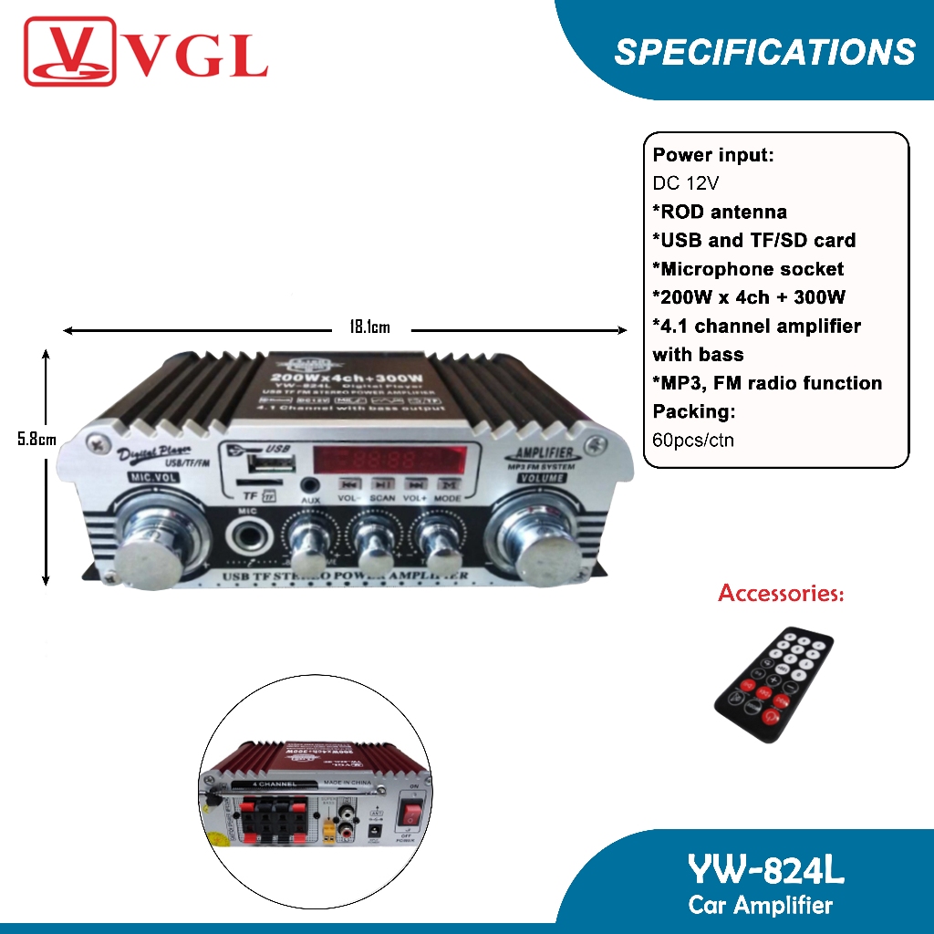 VGL CAR AMPLIFIER ( YW-824lL ) | Shopee Philippines