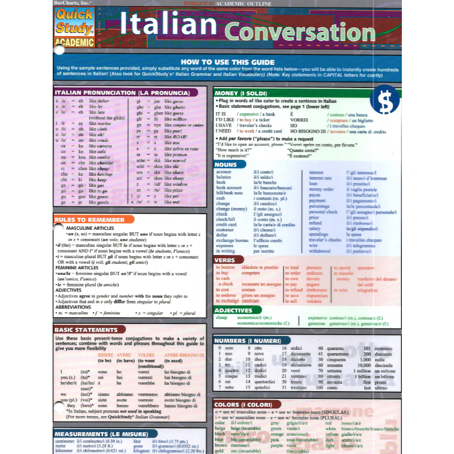 Quick Study Academic Italian Conversation Laminated | Shopee Philippines
