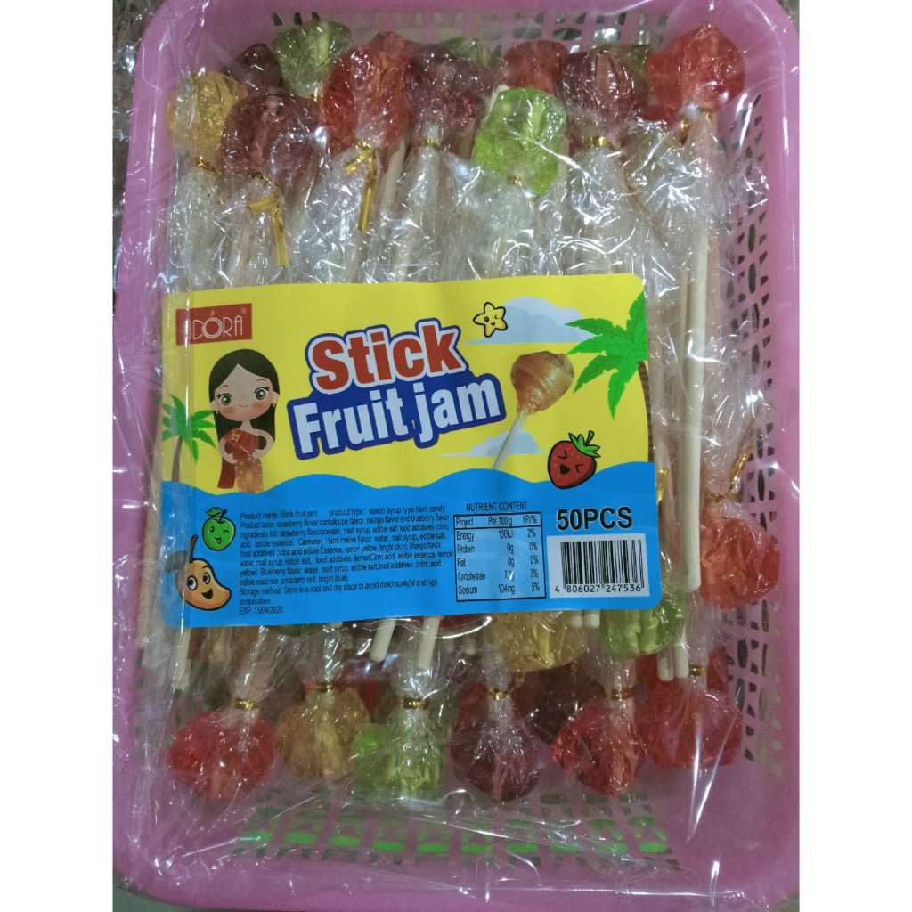 50pcs (1tray) Stick Fruit Jam Candy Lollipop Lootbags Treats | Shopee ...