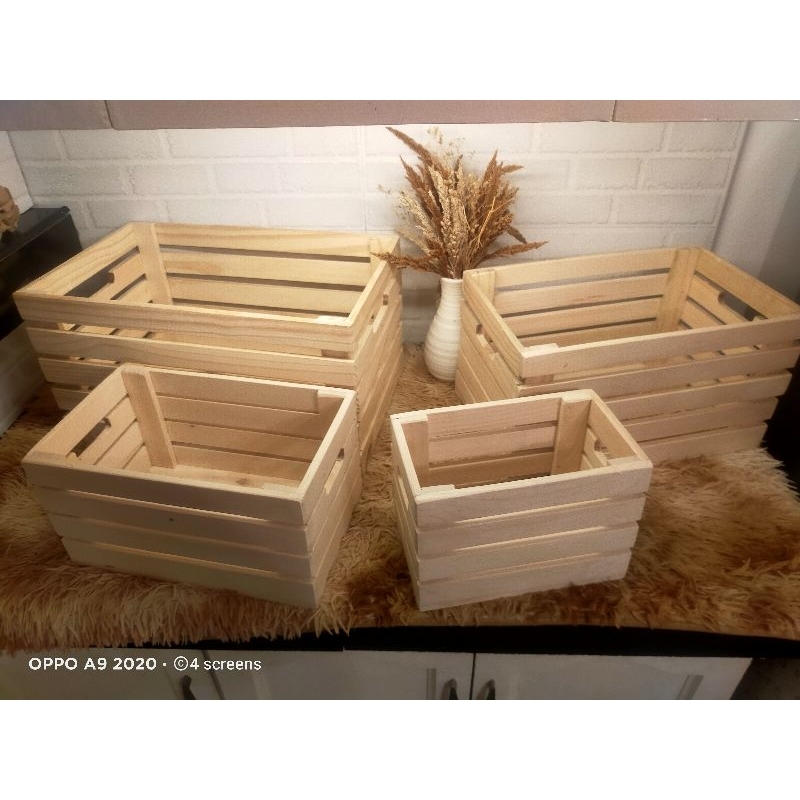 Set Crates 4pcs Extra Small, Small, Medium, Large Crates Varnish Walnut ...