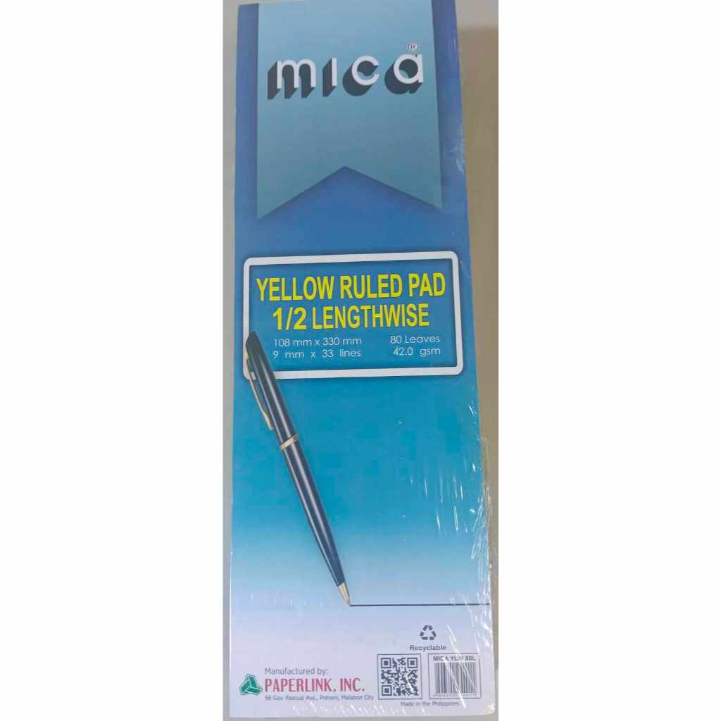 1 RM 1/2 LENGTHWISE MICA Yellow Pad 10 pads in one ream | Shopee ...