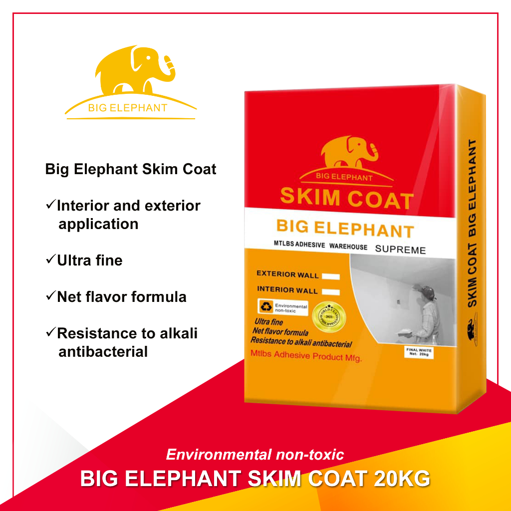 Big Elephant Skim Coat 20KG Supreme Fine White Interior | Shopee ...
