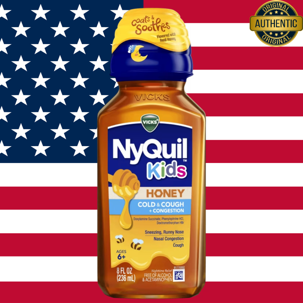 NEW Vicks NyQuil KIDS Cold and Cough and Congestion Relief Honey Flavor ...