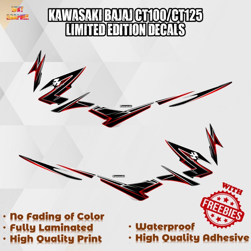 KAWASAKI BAJAJ CT100/CT125 LIMITED EDITION DECALS (WATERPROOF ...