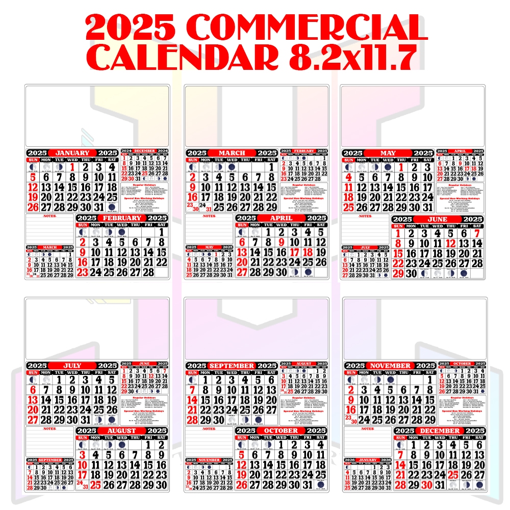 2025 Commercial Calendar 8.2x11.7 (A4) | Shopee Philippines