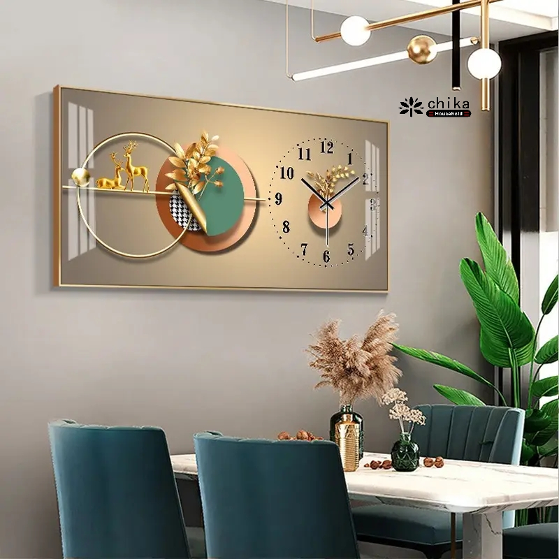 Modern Luxury Restaurant Clock Atmosphere Light with Crystal Porcelain ...