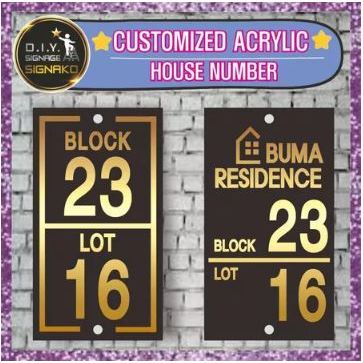 House Number / Acrylic Signage 5"X9" Double Layer w/ Bolt & Screw Home ...