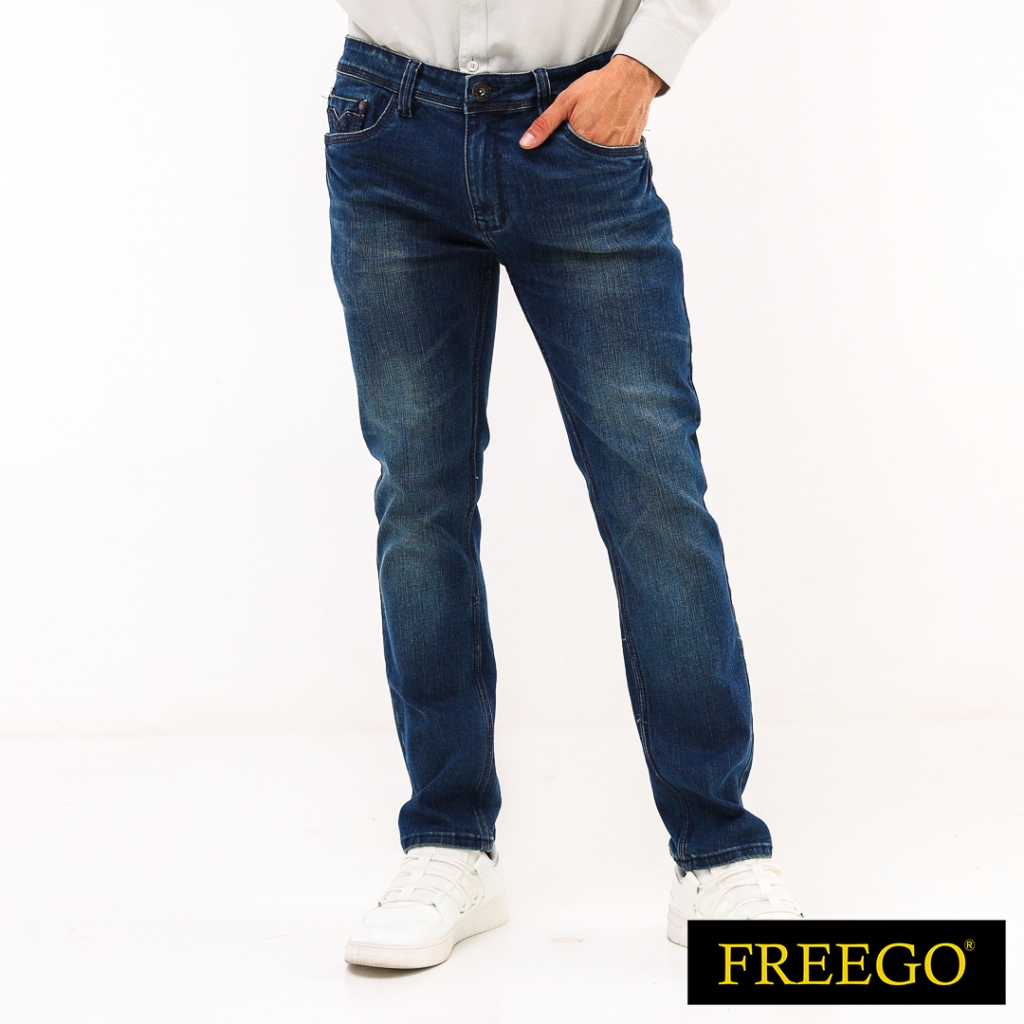 Freego Mens Denim Long Pants Slim Tapered Fit Stretch GBB23-0030 ...