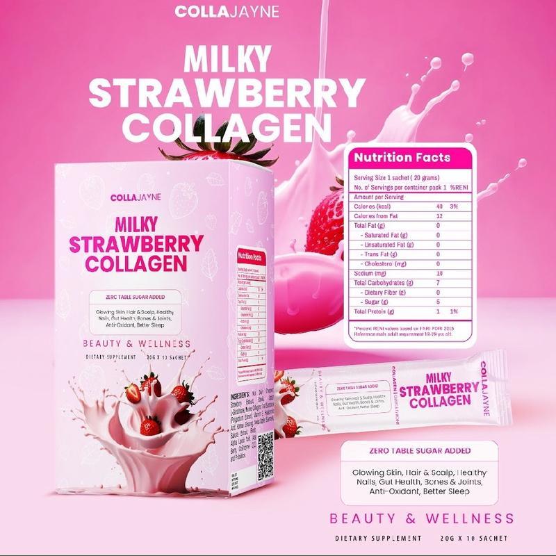 CollaJayne Milky Strawberry with Collagen & Glutathione Drinks | Shopee ...