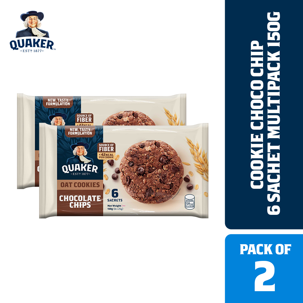 Quaker Oats Cookies Chocolate Chips 6 Sachets Multi Pack 150g - Pack of ...