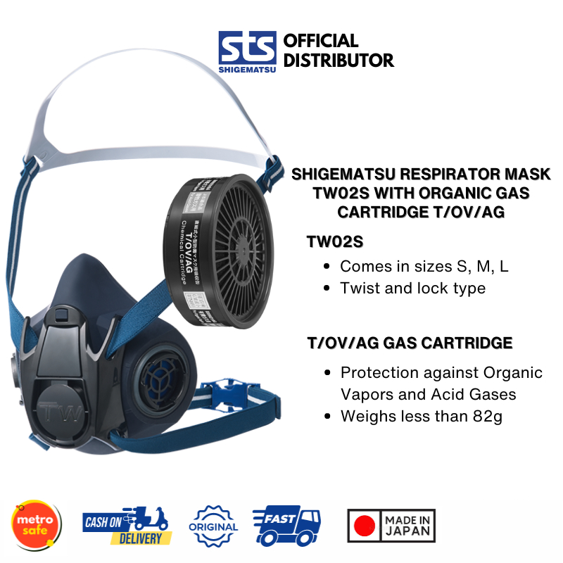 SHIGEMATSU Dual Respirator Half Mask TW02S with 2PCS T/OV/AG Organic ...