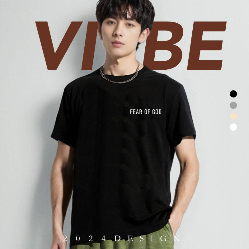 220G Korean Trend T-shirt For Men Round Neck Cotton Cartoon Print Loose and Versatile（M L XL XXL ...