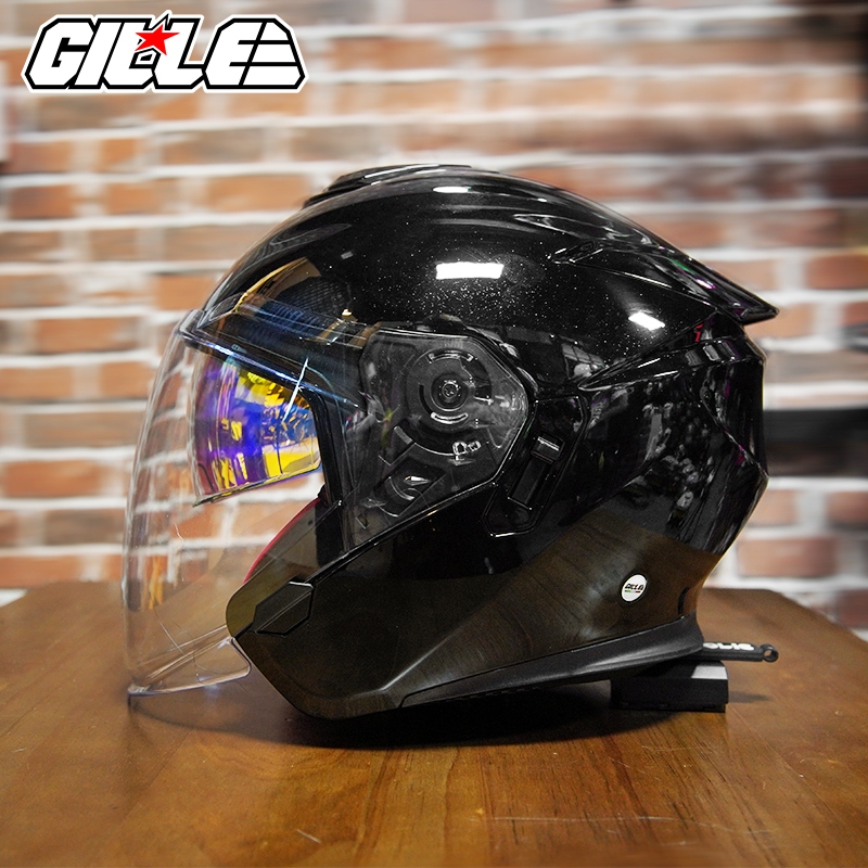 GILLE FF005 Visage Half Face Dual Visor helmet Gold Iridium Inner Visor ...