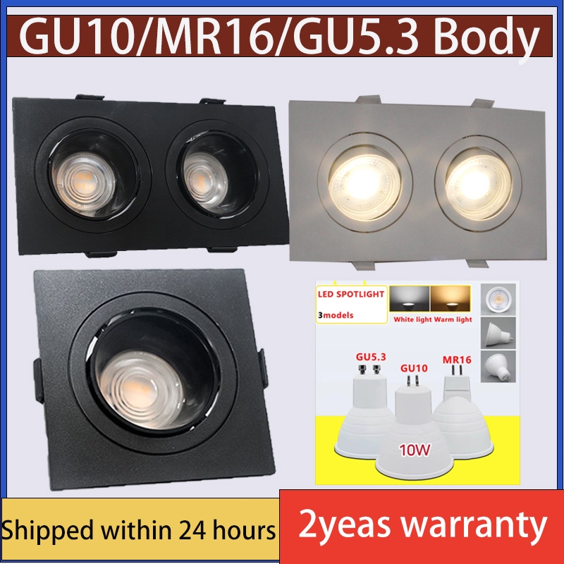 GU10 MR16 bulb Gu5.3 and Fixture Black/White Square/Round Downlight ...