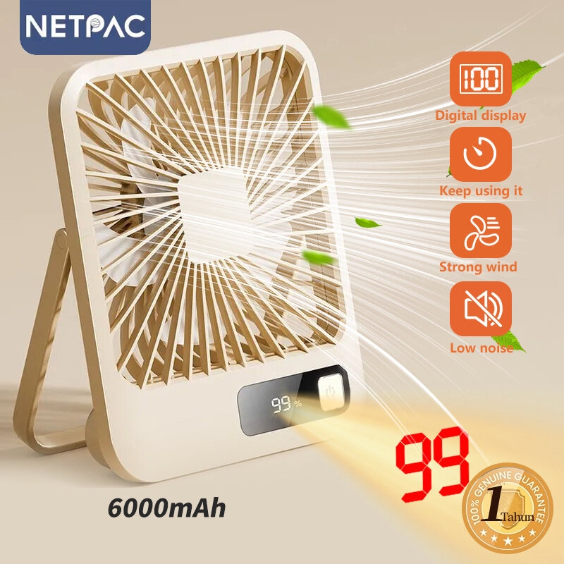 NETPAC Desk Fan Portable Mini 5 Speeds Strong Wind Rechargeable Table ...