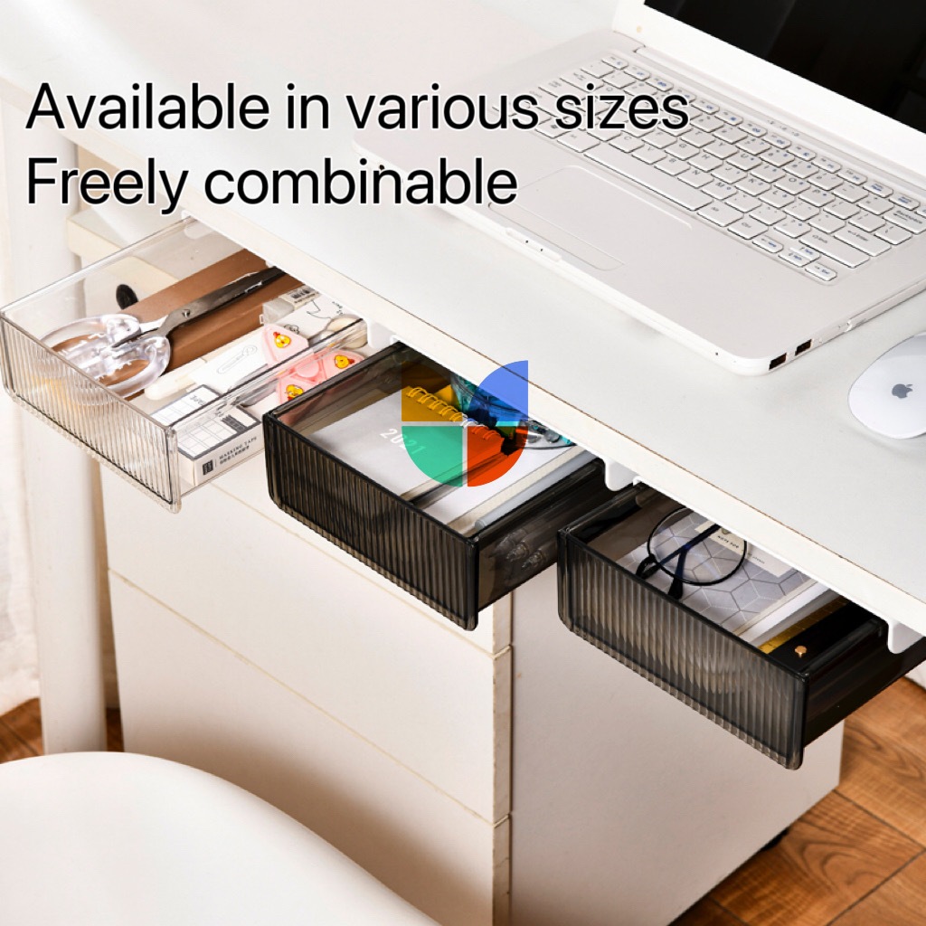 Self-Adhesive Acrylic Under Desk Drawer Organizers for Table Bins ...
