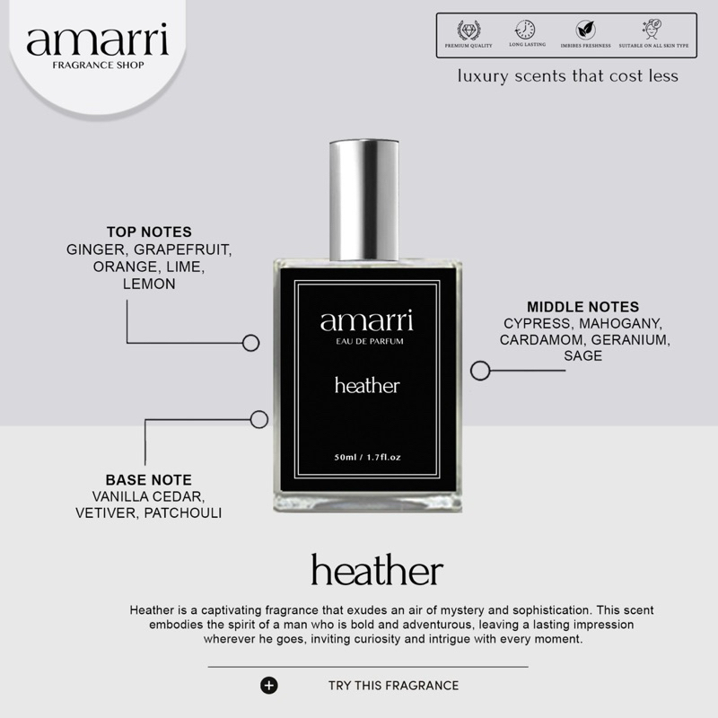 Heather 50ML Premium Oil Based Perfume for Women by Amarri | Shopee ...
