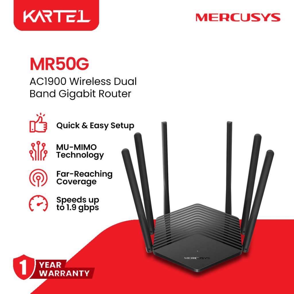 Mercusys MR50G AC1900 1.9Gbps Wireless Dual Band Gigabit Wi-Fi Router ...