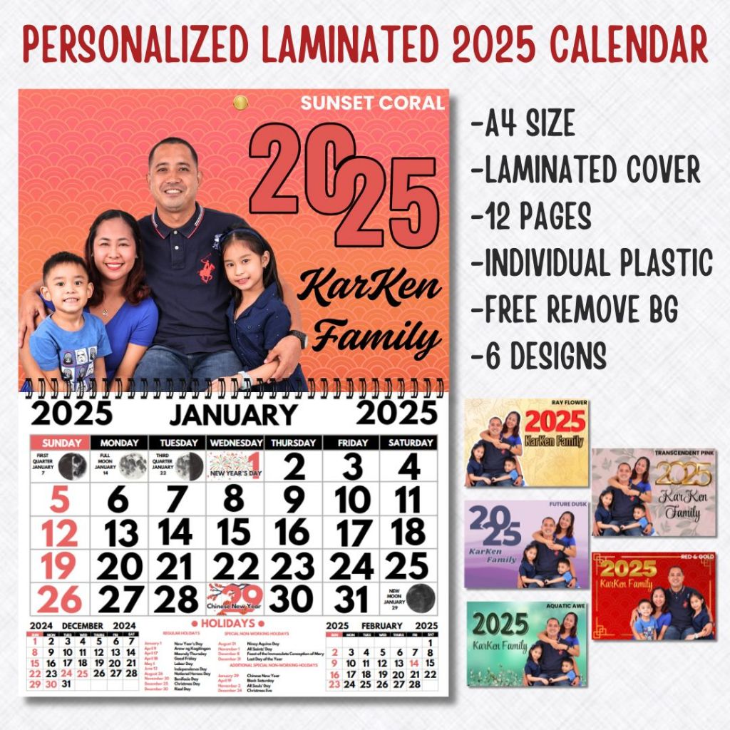 2025 Wall Calendar Personalized/Customized LUCKY COLORS | Shopee ...