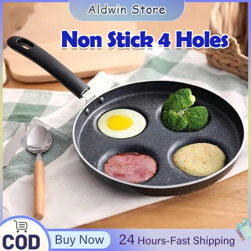 4-Hole Electric Frying Pan Omelet Pan For Eggs Ham Pan Cake Maker ...