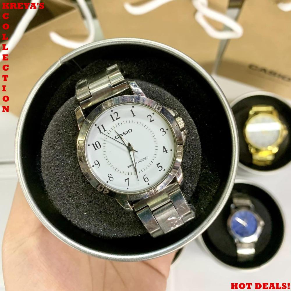 Casio V004D Analog Quartz White Dial Stainless Steel Band Watch for Women(Silver) | Shopee ...