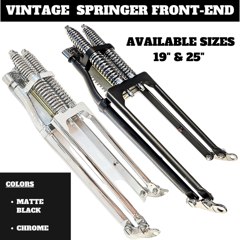 SPRINGER FRONT END SUSPENSION FORKS IN MATTE BLACK AND CHROME SIZES 19 ...