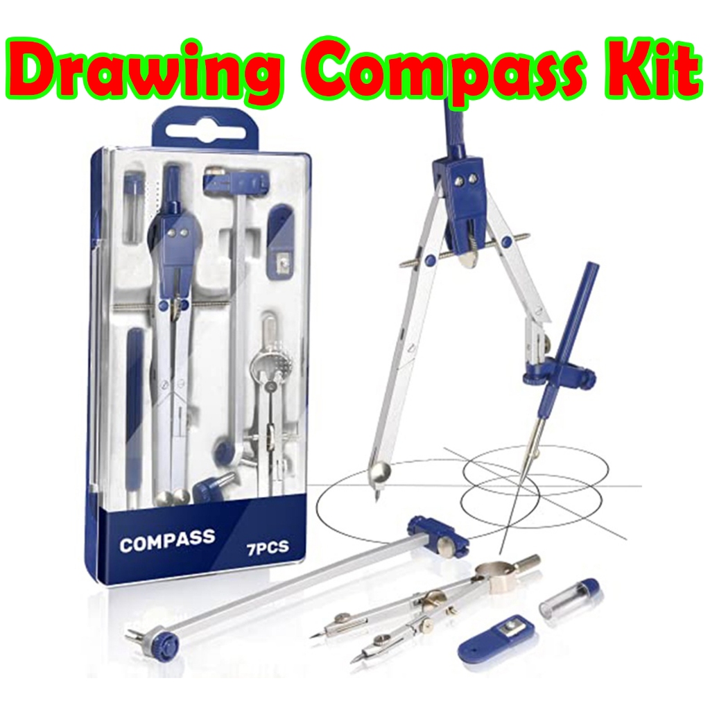 7PCS Adjustable Drawing Compass Kit for Math and Geometry with ...