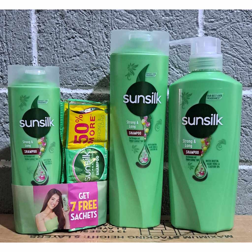 Sunsilk Strong & Long Shampoo (198ml Get 7 Free Sachets!)/320ml/485ml ...